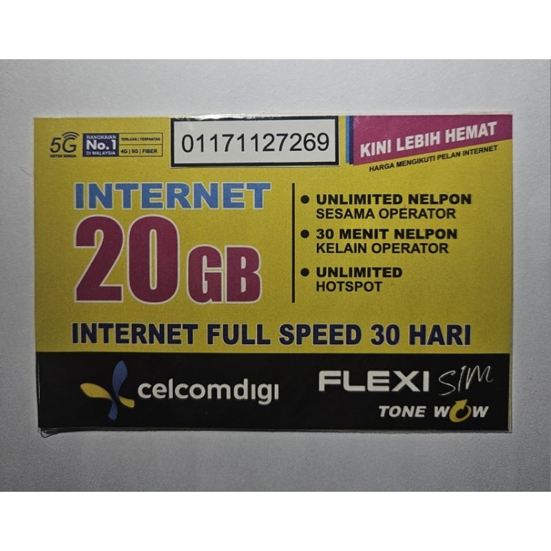 Jual DIGI/CelcomDigi (flexi sim tonewow) kartu internet malaysia ...