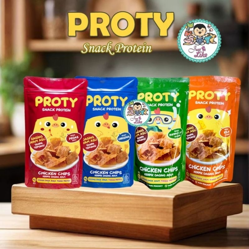 Jual PROTY Chicken Chips Original Pedas Snack Cemilan Ayam Protein Diet ...