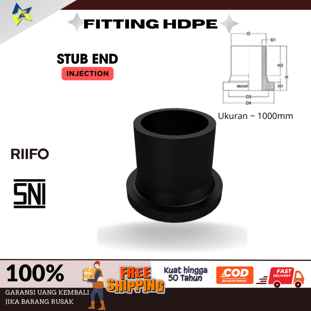 Jual Fitting HDPE Injection Moulding Stub End PN10 1000mm ~ 40 ...