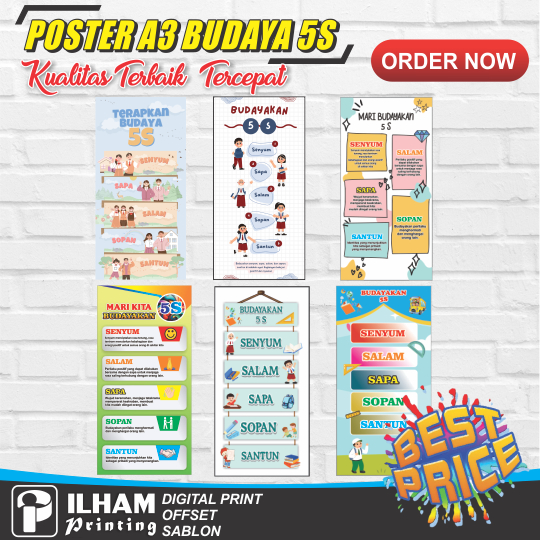 Jual POSTER BUDAYA 5S A3 LAMINASI UNTUK SEKOLAH DAN UMUM | Shopee Indonesia