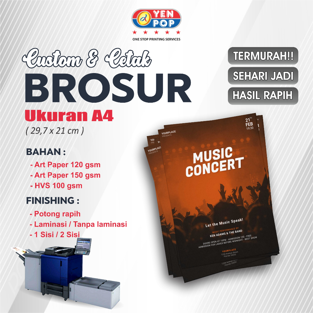 Jual Brosur Custom A4 I Cetak Brosur A4 I Cetak Flyer A4 Art Paper 120/ ...