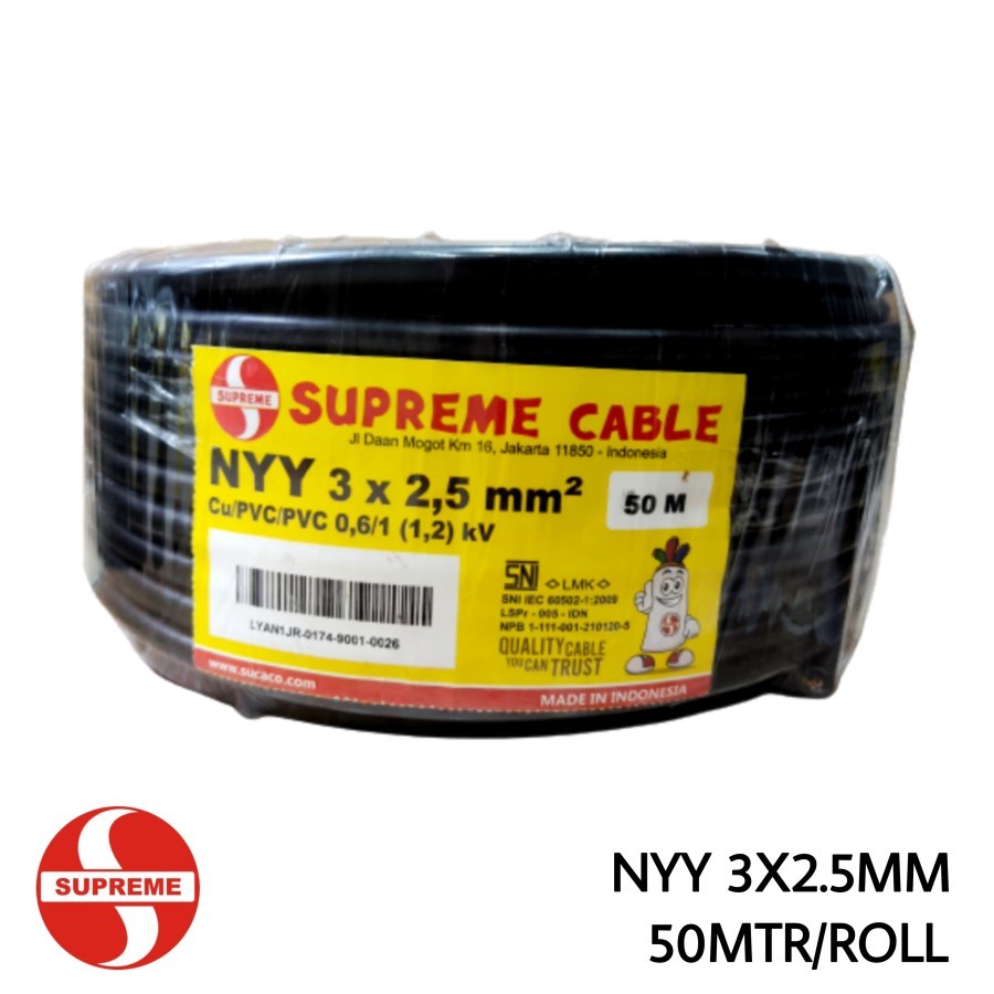 Jual KABEL SUPREME NYY 3x2.5 3x2,5 mm 50M METER | Shopee Indonesia