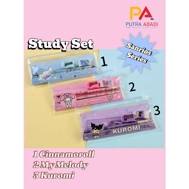 Jual Set Alat Tulis Sekolah Viral Study Set 5 in 1 Sanrio Cinnamoroll My Melody Kuromi/ Souvenir ...