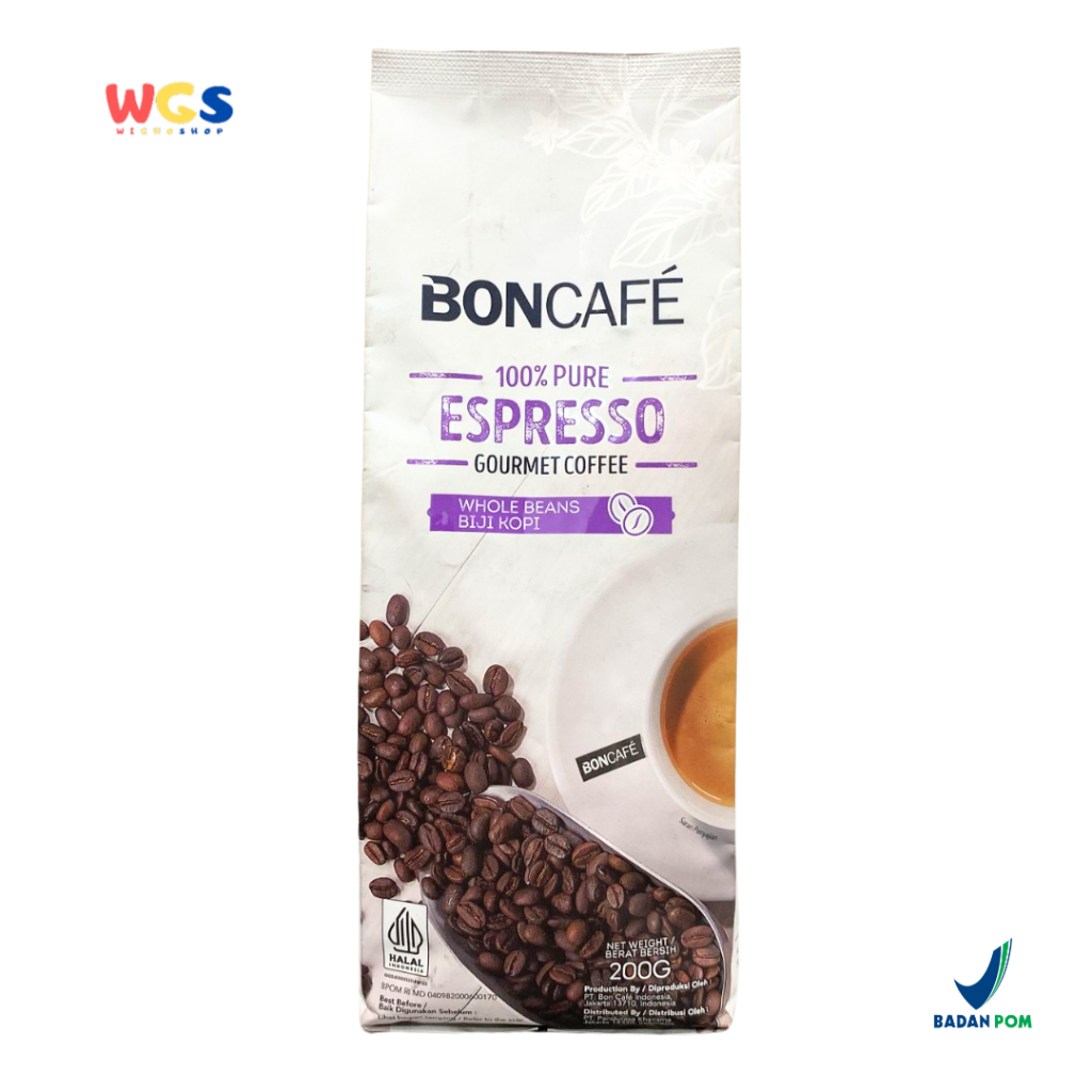 Jual BONCAFE Espresso 100% Pure Gourmet Arabica Whole Beans Coffee 200g - Biji Kopi | Shopee ...