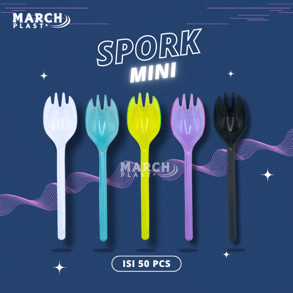 Jual [50PCS] THREESTAR SENDOK SPORK MINI SENDOK KUE PLASTIK | Shopee ...