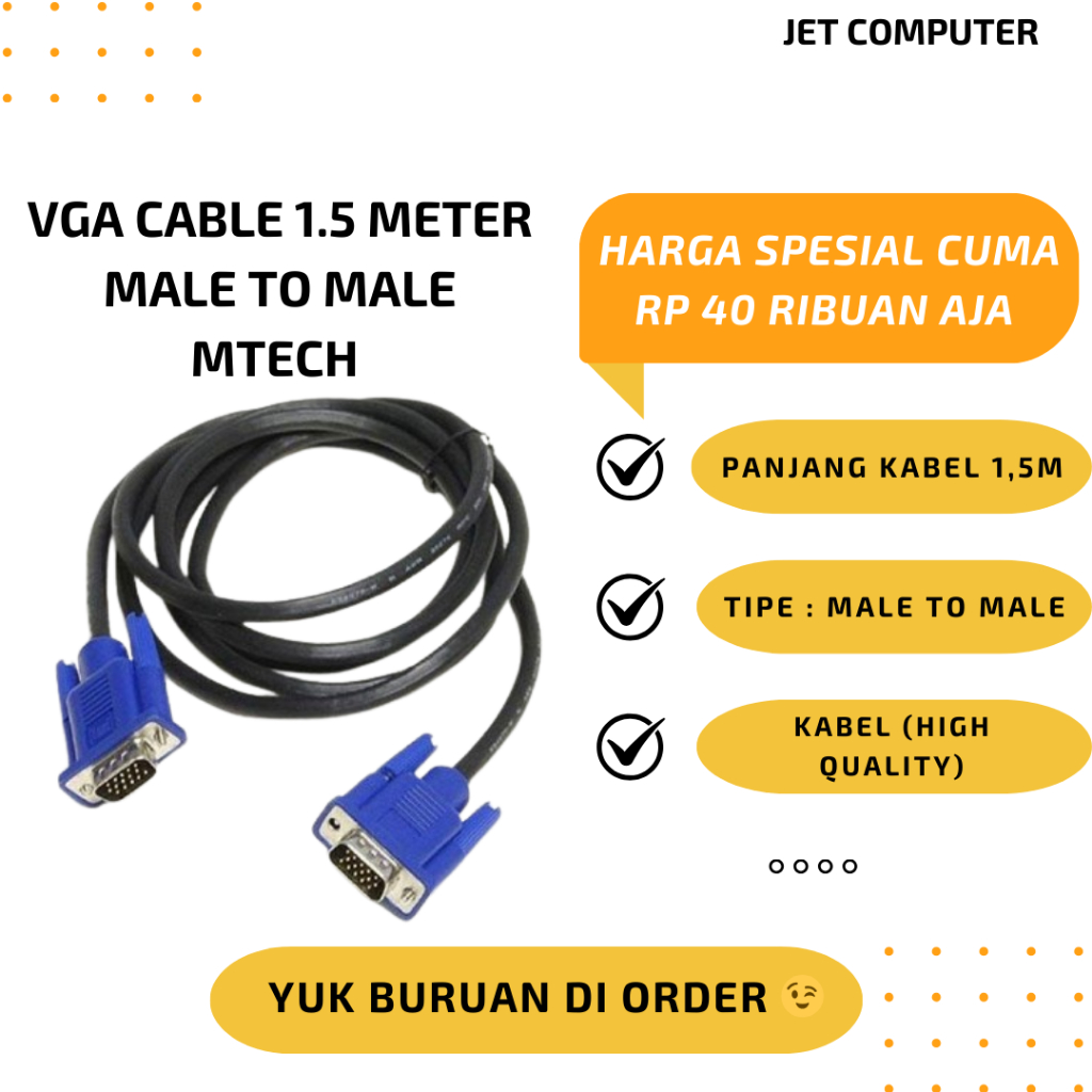 Jual MTECH KABEL VGA TO VGA 1,5METER | Shopee Indonesia