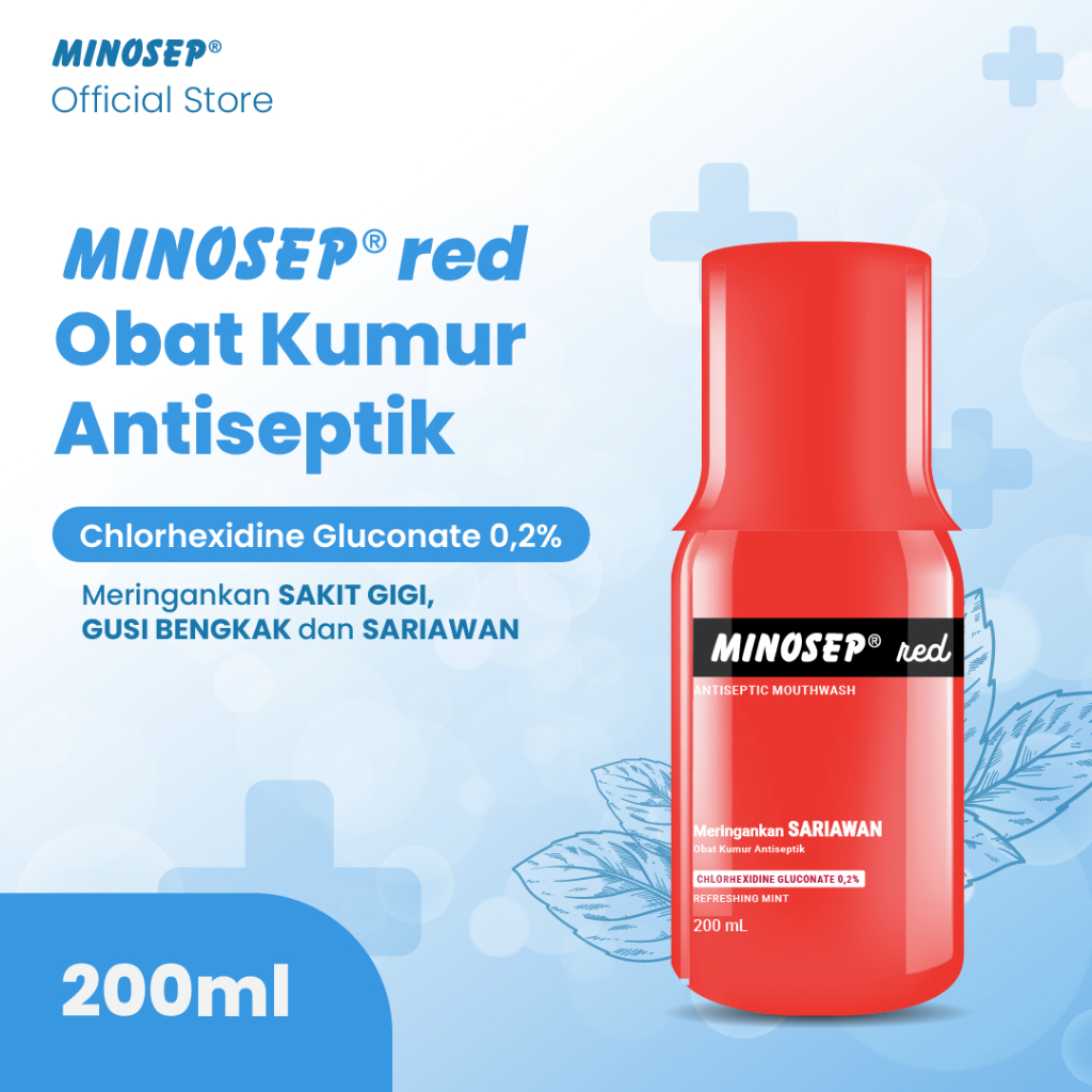 Jual Minosep RED Obat Kumur Antiseptik 200ml 1 botol Gingivitis ...