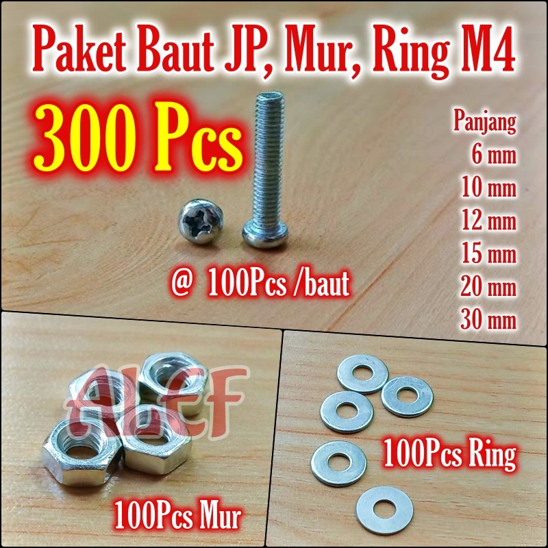 Jual 300Pcs Paket JP M4 Mur Baut Ring M4 x 6 10 12 15 20 30 35 mm kepala plus pkt | Shopee Indonesia
