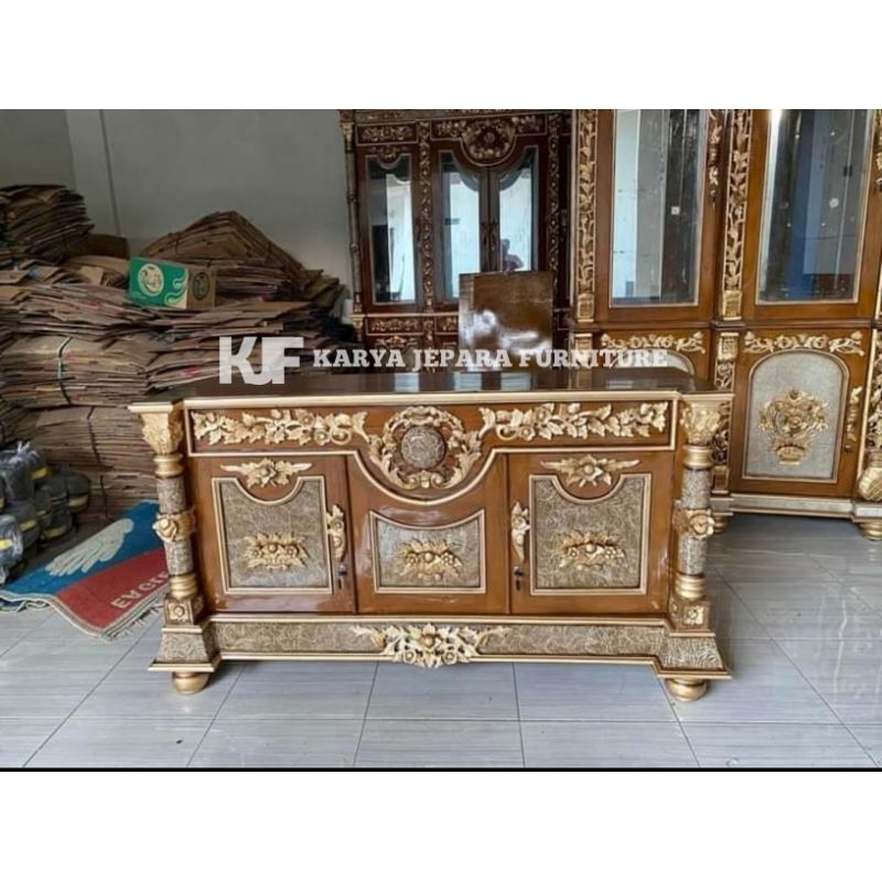 Jual buffet bulan full jati jepara/meja tv hias/meja buffet cantik ...