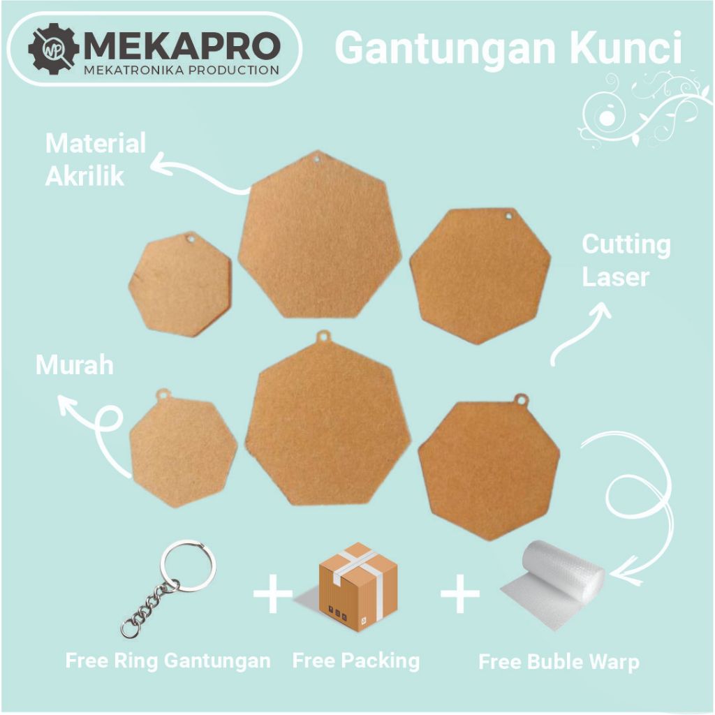 Jual Akrilik Bahan Gantungan Kunci / Akrilik Potongan Heptagon (Segi ...