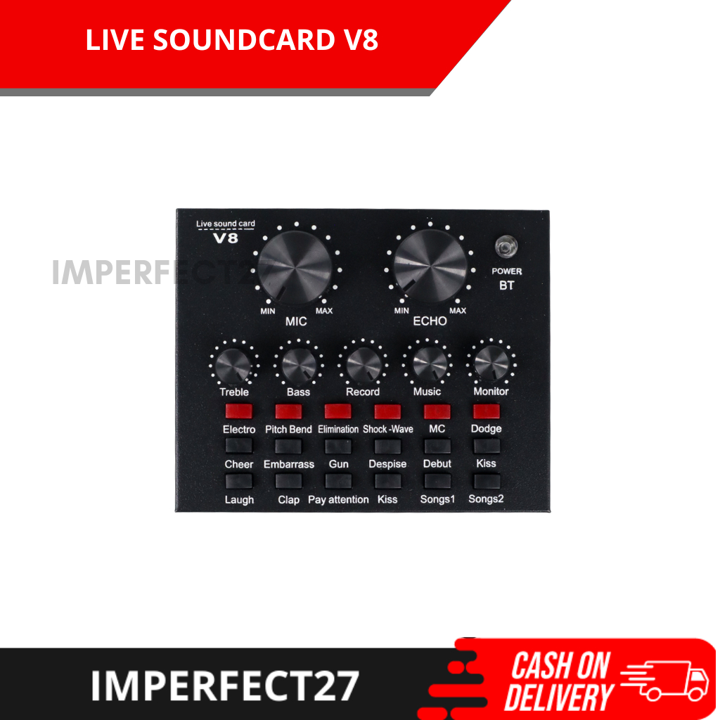 Jual Sound Card V8 Microphone Webcast Live External Sound Card With 5.0 ...
