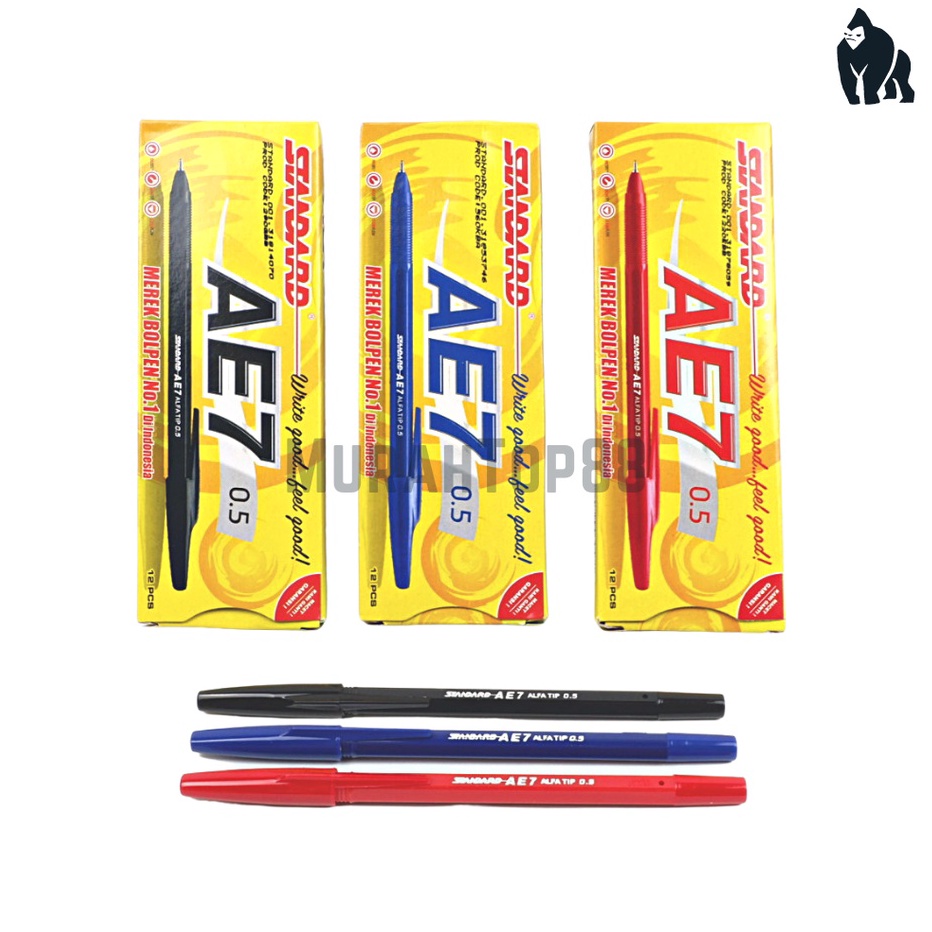 Jual CUCI GUDANG Pulpen Standard AE7 Ballpoint Bolpen Pen Hitam Biru ...