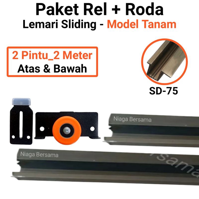 Jual Rel Sliding Lemari Model Tanam 2 Pintu 2 Meter SD 753 Plus Roda Geser | Shopee Indonesia
