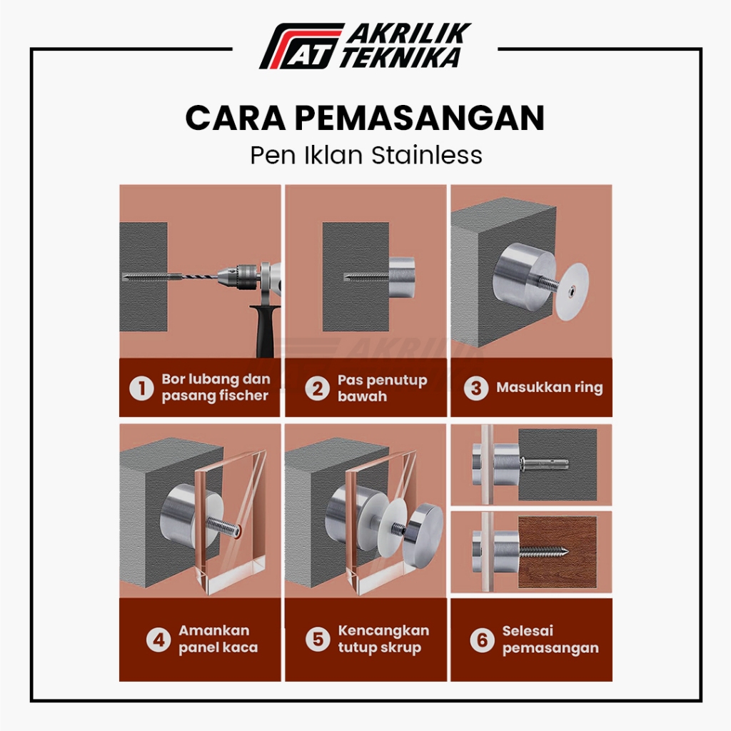 Jual Pen Iklan Stainless Baut Akrilik Kaca Sign Board Frame - 19x20mm ...