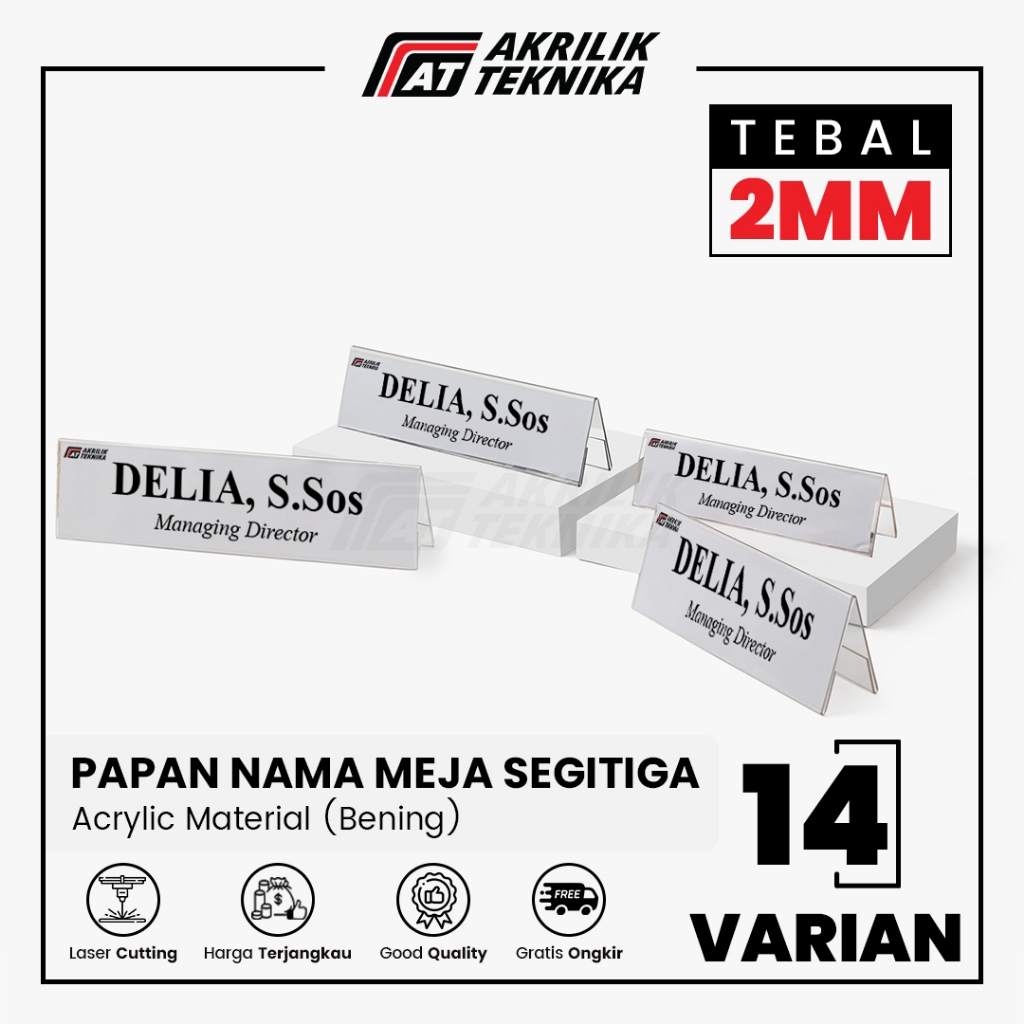 Jual Akrilik Papan Nama Meja Panitia Display Kantor Tipe Segitiga ...