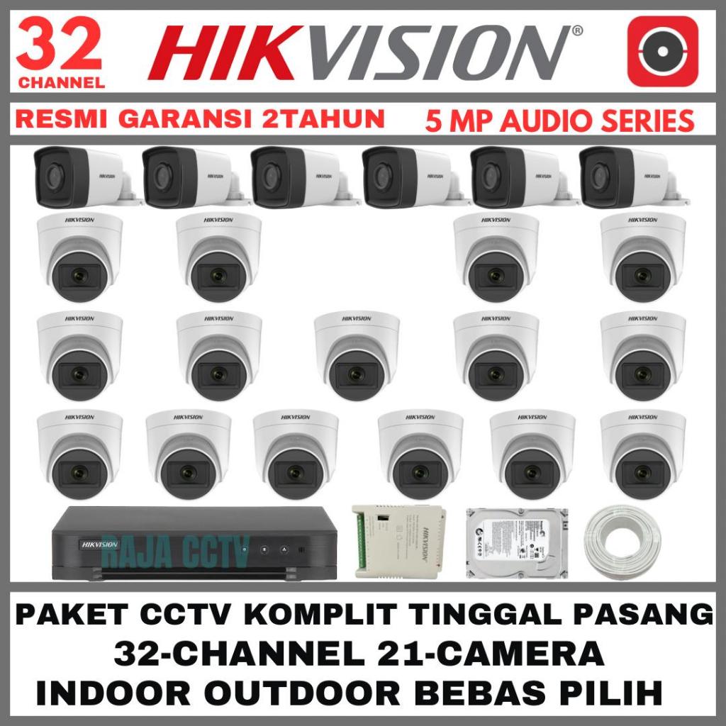 Jual paket cctv hikvision 2mp 32 channel 21 camera turbo hd kamera cctv ...