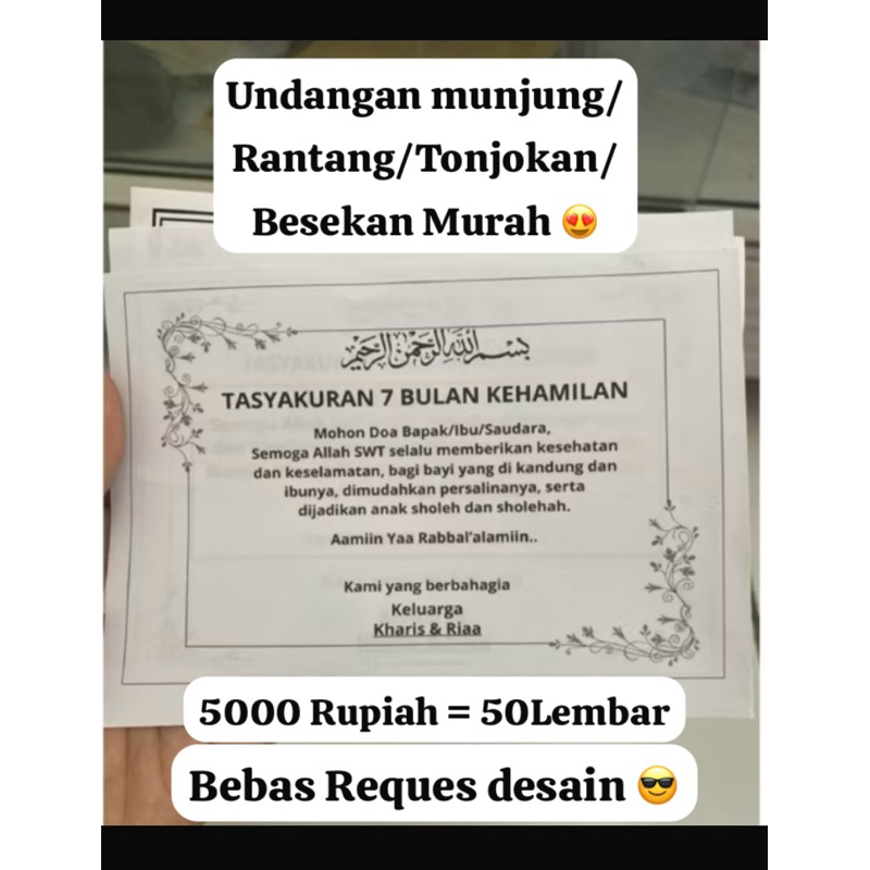 Jual Kertas Munjung, tonjokan, punjungan, Tasyakuran 7Bulan kehamilan ...