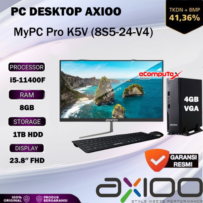 Jual AXIOO PC DESKTOP MYPC PRO K5V (8N5H9-24-V4) i5-11400F RAM 8GB / 512GB + 1TB HDD 23.8″INCH ...