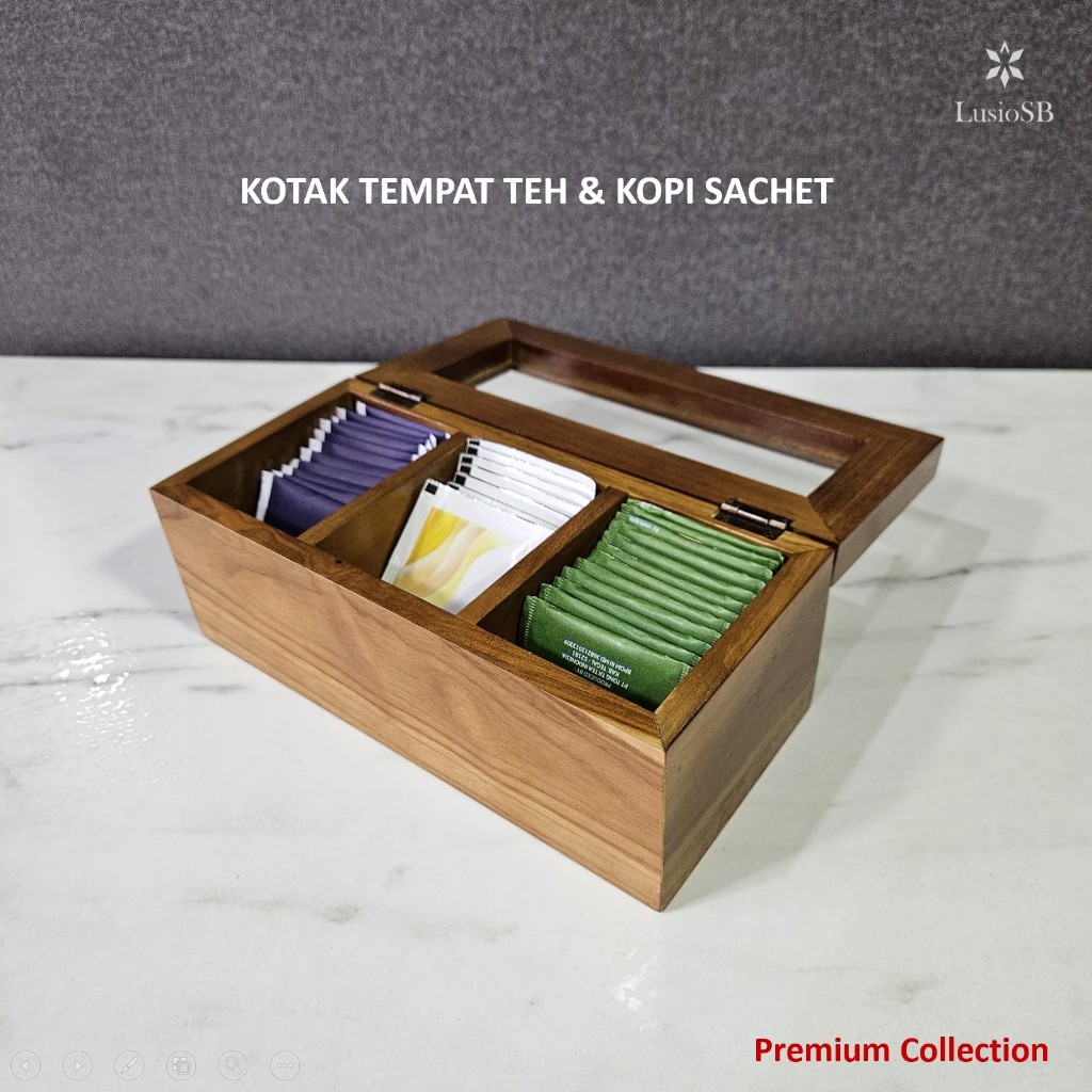 Jual LusioSB Kotak Tempat Teh Sachet Kayu Jati Tea Organizer | Shopee ...