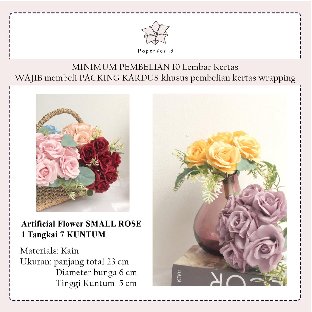 Jual ECER - Bunga Palsu Artificial Flower MAWAR ROSE SMALL 1 tangkai ...