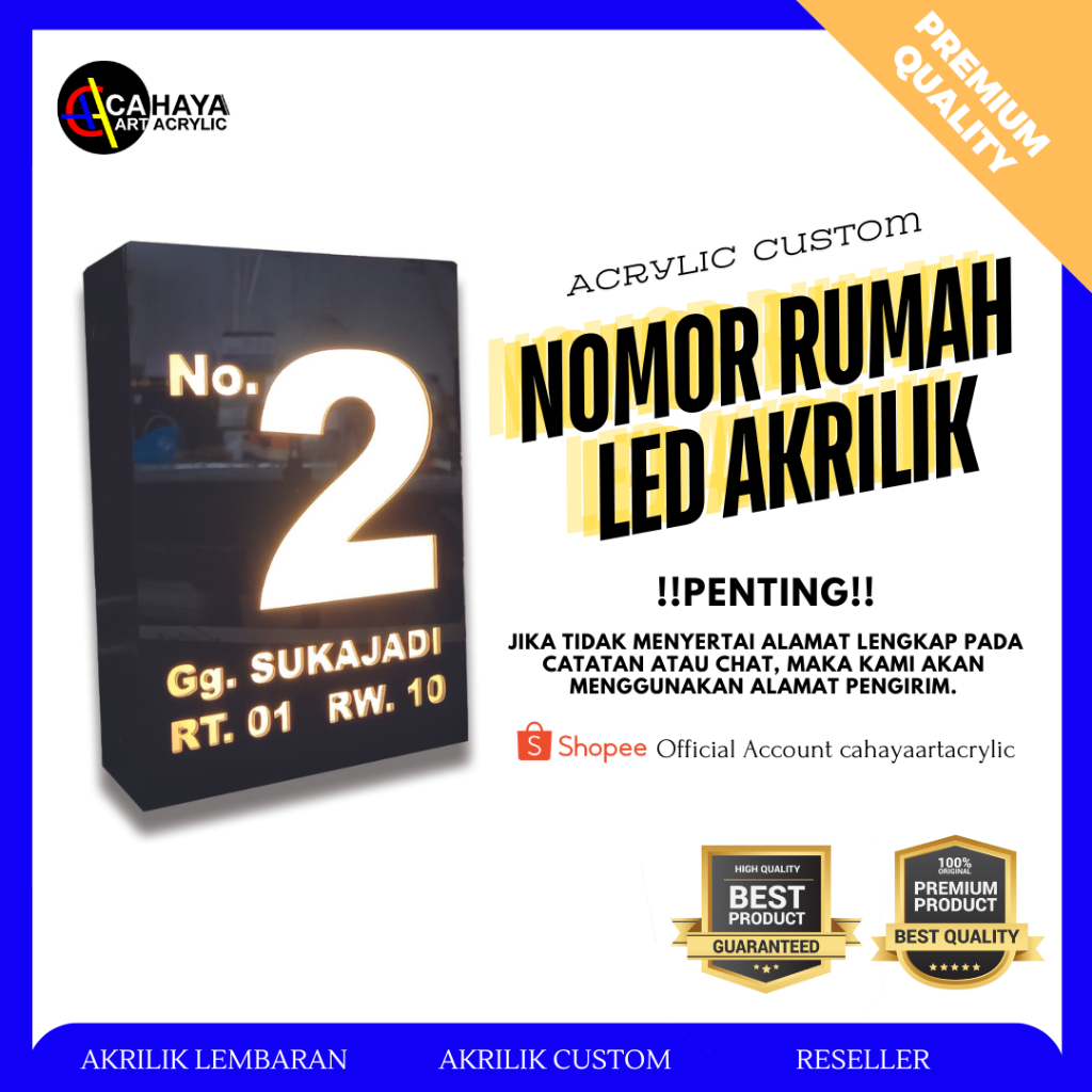Jual NOMOR RUMAH LED ACRYLIC CUSTOM | Shopee Indonesia