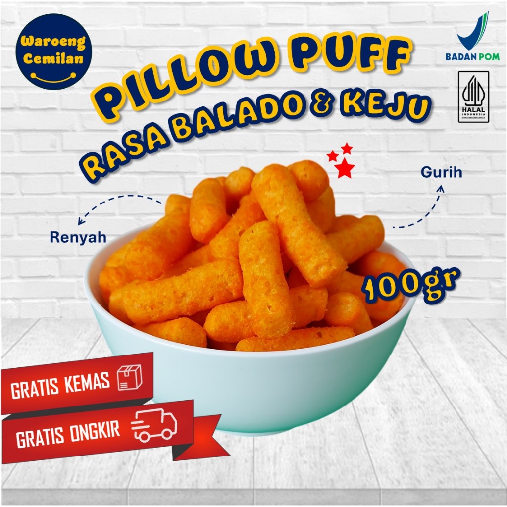 Jual Snack Cemilan Pillow Puff Rasa Balado Keju 100gr | Shopee Indonesia