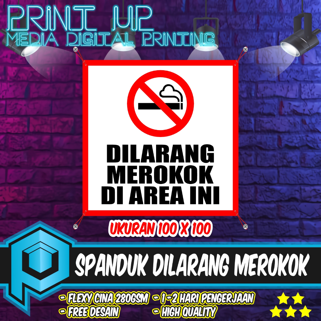 Jual BANNER SPANDUK DILARANG MEROKOK UKURAN 100 X 100 / DESAIN SUKA ...