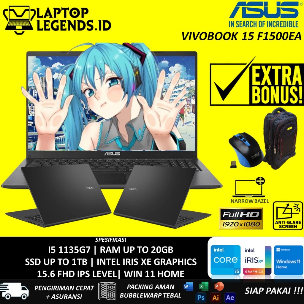 Jual Asus Vivobook 15 F1500ea Core I5 1135g7 Ram 20gb 1tb Ssd Fhd Black ...