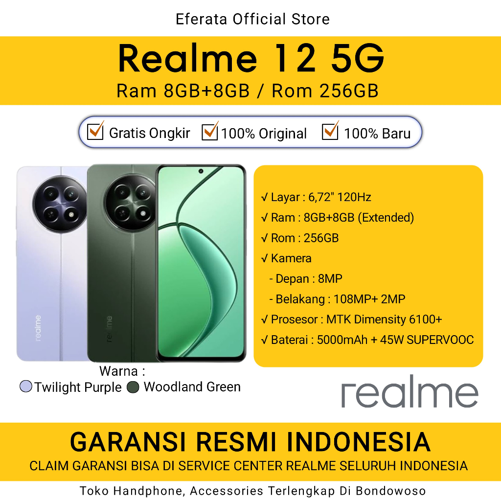 Jual Handphone Realme 12 8/256GB 5G | Shopee Indonesia