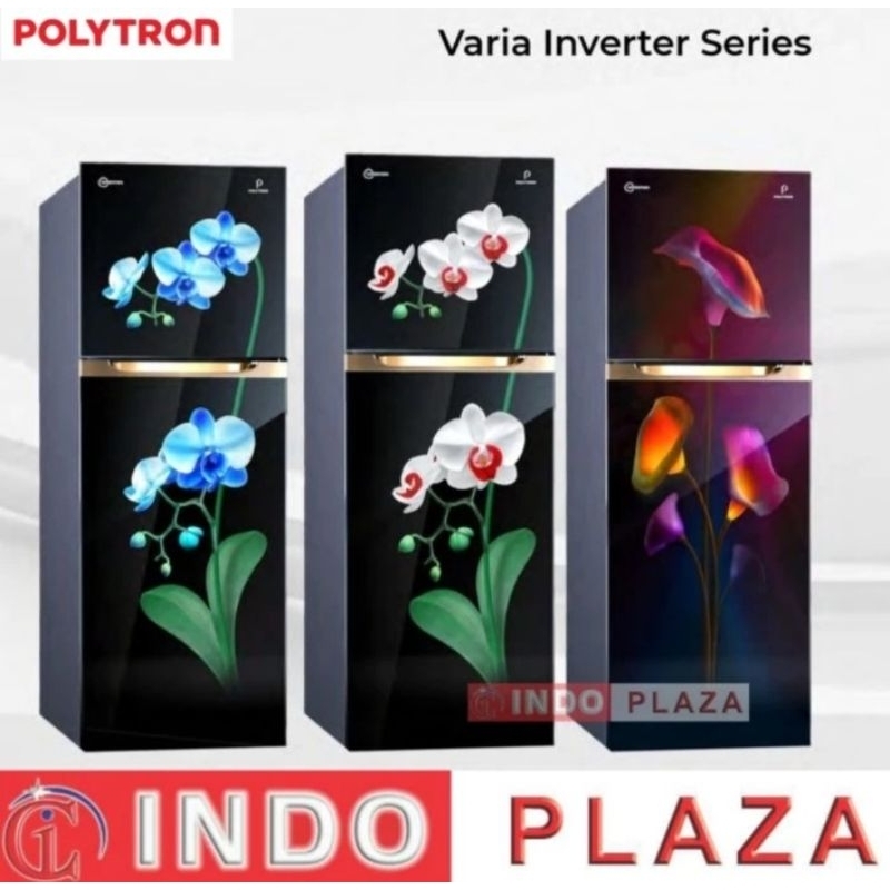 Jual KULKAS POLYTRON 2 PINTU INVERTER PRM-495MO/MT BELLEZA MODEL BUNGA ...