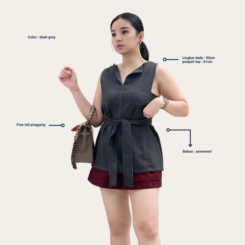 Jual SQUARE SLEEVELESS TOP (WT197) / atasan wanita / atasan unik / vest ...