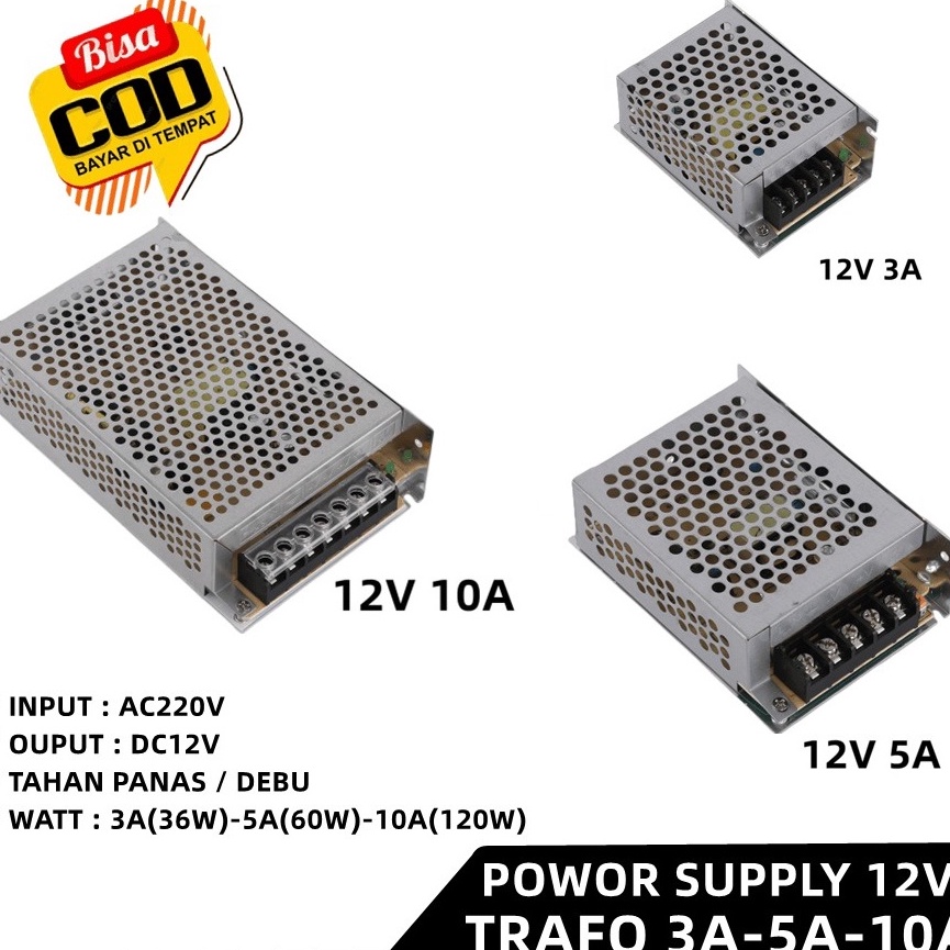 Jual Power Supply Adaptor Switching Trafo LED Strip 12V 3A 12 Volt 3 ...