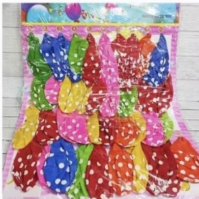 Jual BALON MOTIF WARNA WARNI 1 papan isi 40 buah/ BALION KARET | Shopee ...