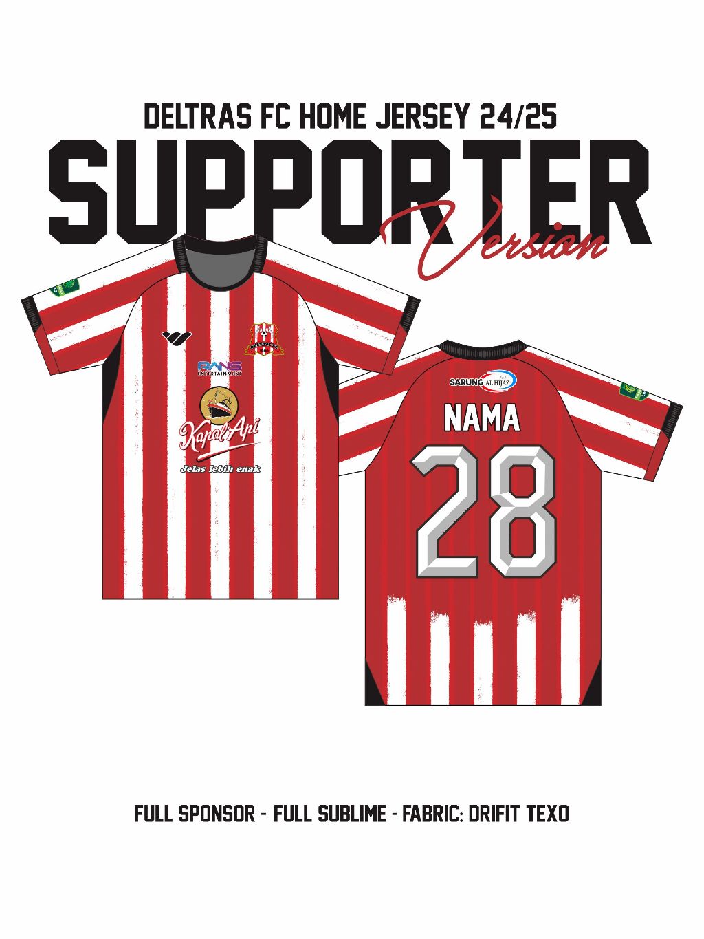 Jual Deltras Official Jersey Match Home 24/25 Supporter Version ...