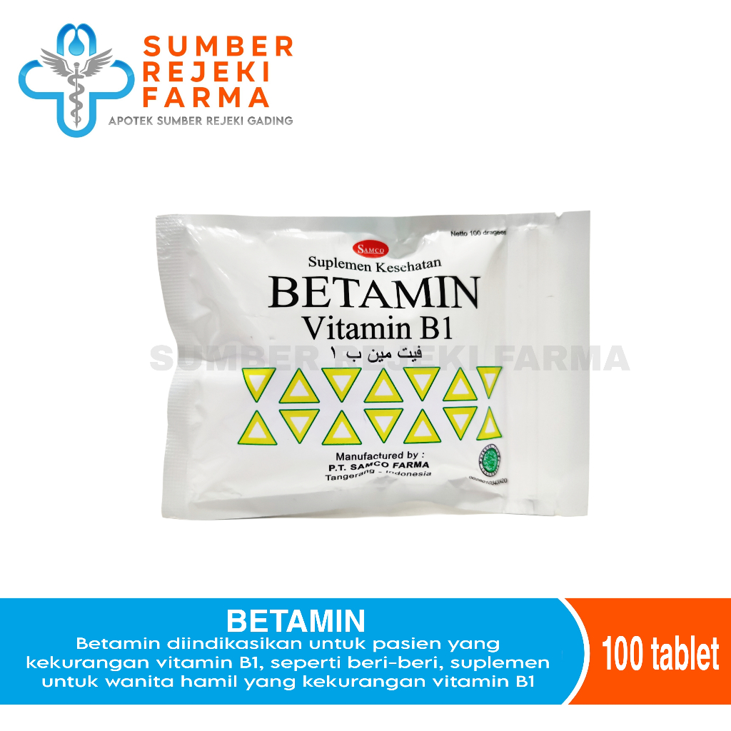 Jual Betamin Vitamin B1 100mg (Sak/Bungkus) Isi 100 Tablet | Shopee ...