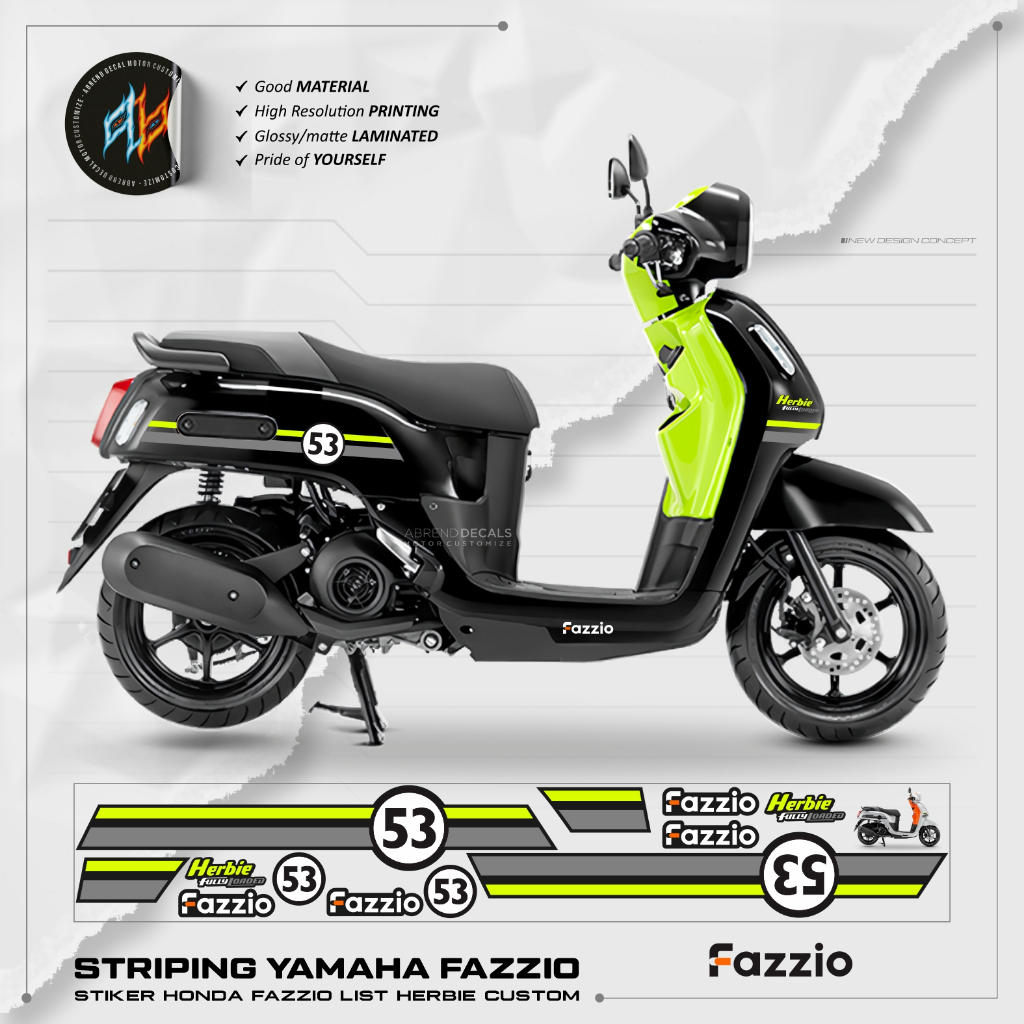 Jual STIKER FAZZIO GRAFIS VARIASI / STRIPING MOTOR YAMAHA FAZZIO LIST SIMPEL GARIS HITAM / STOCK ...
