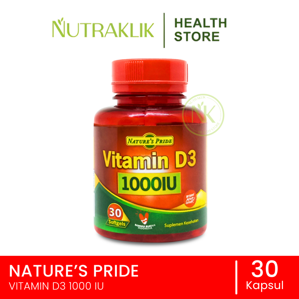 Jual NATURE'S PRIDE VITAMIN D3 1000 IU ISI 30 & 100 SOFTGELS - SUPLEMEN KESEHATAN | Shopee Indonesia