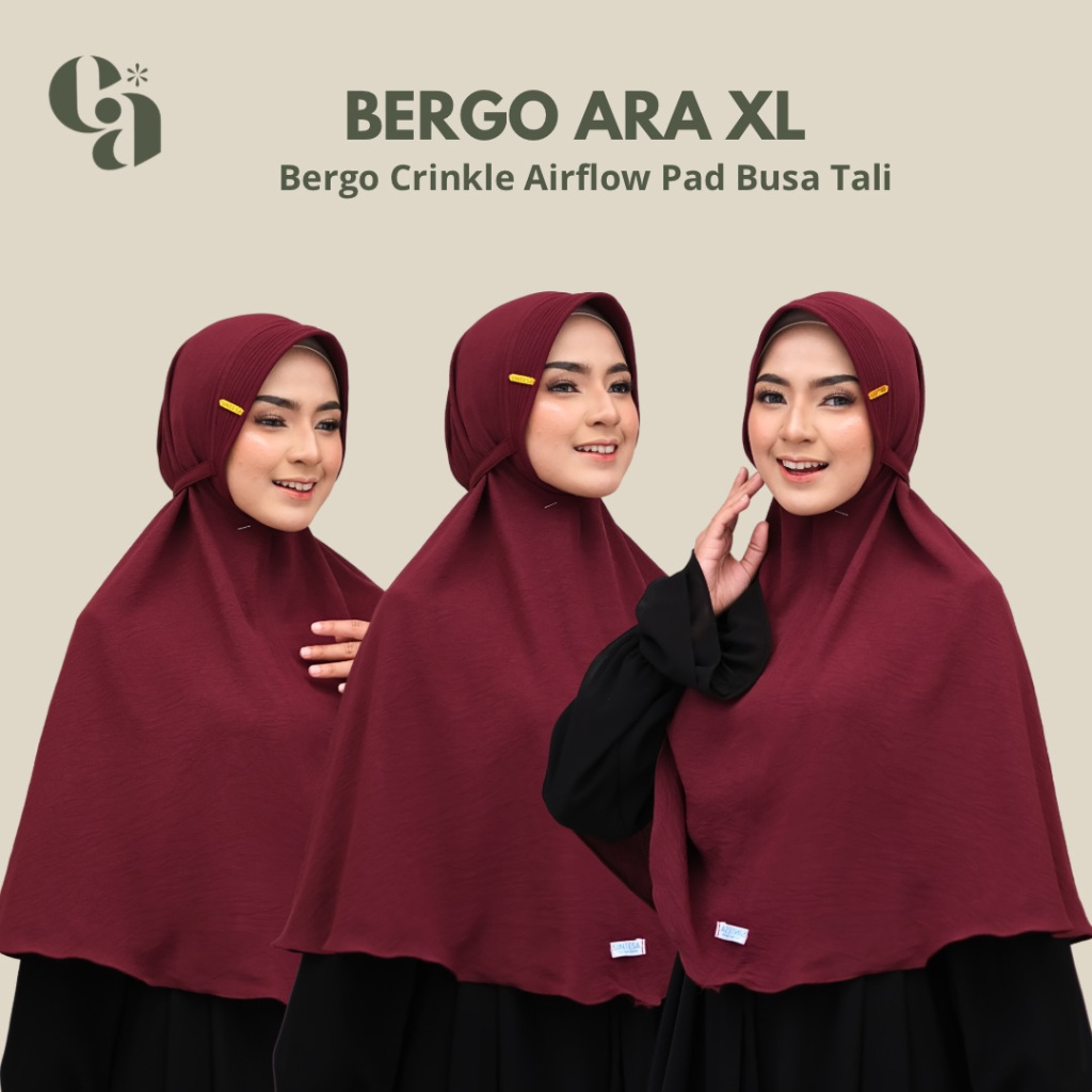 Jual Bergo Maryam Crinkle Hijab Instan Crinkle Yuka XL Kerudung Tali ...