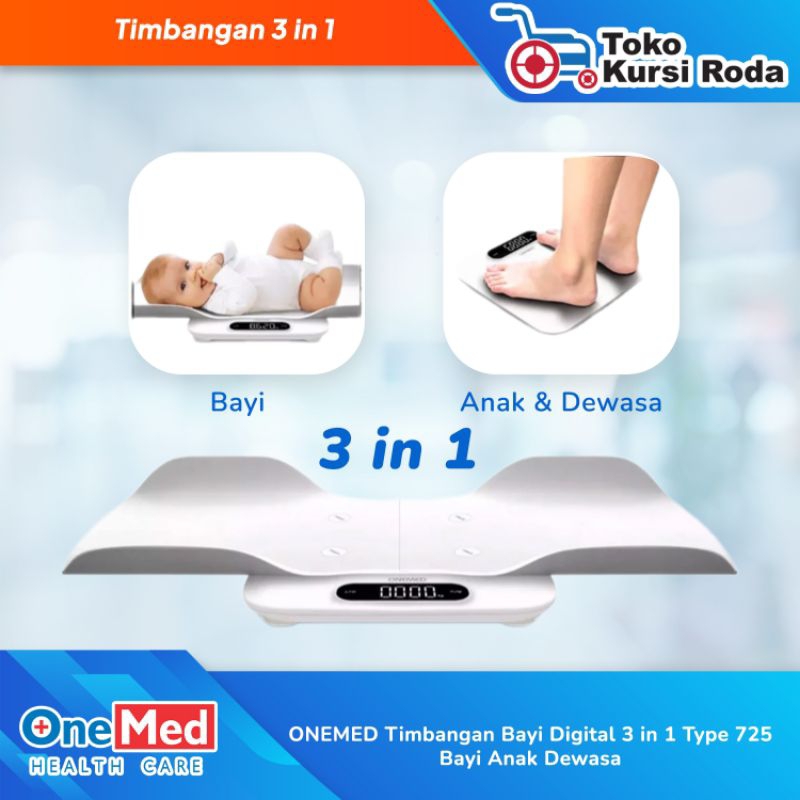 Jual ONEMED Timbangan Bayi Digital 3 in 1 Type 725 Bayi / Anak / Dewasa | Shopee Indonesia