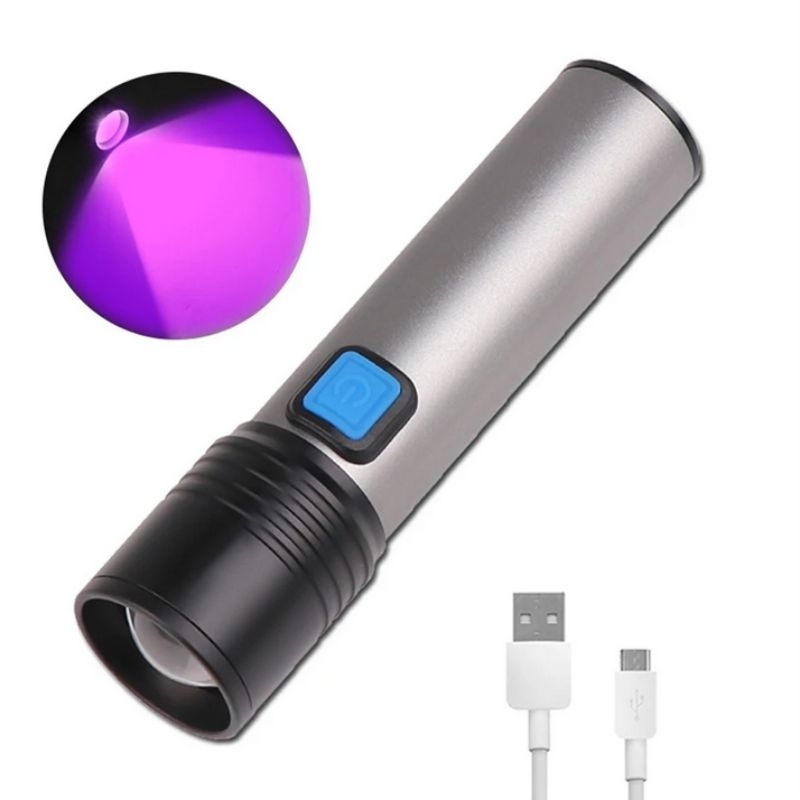 Jual senter LED ultraviolet flashlight K 31 charger | Shopee Indonesia