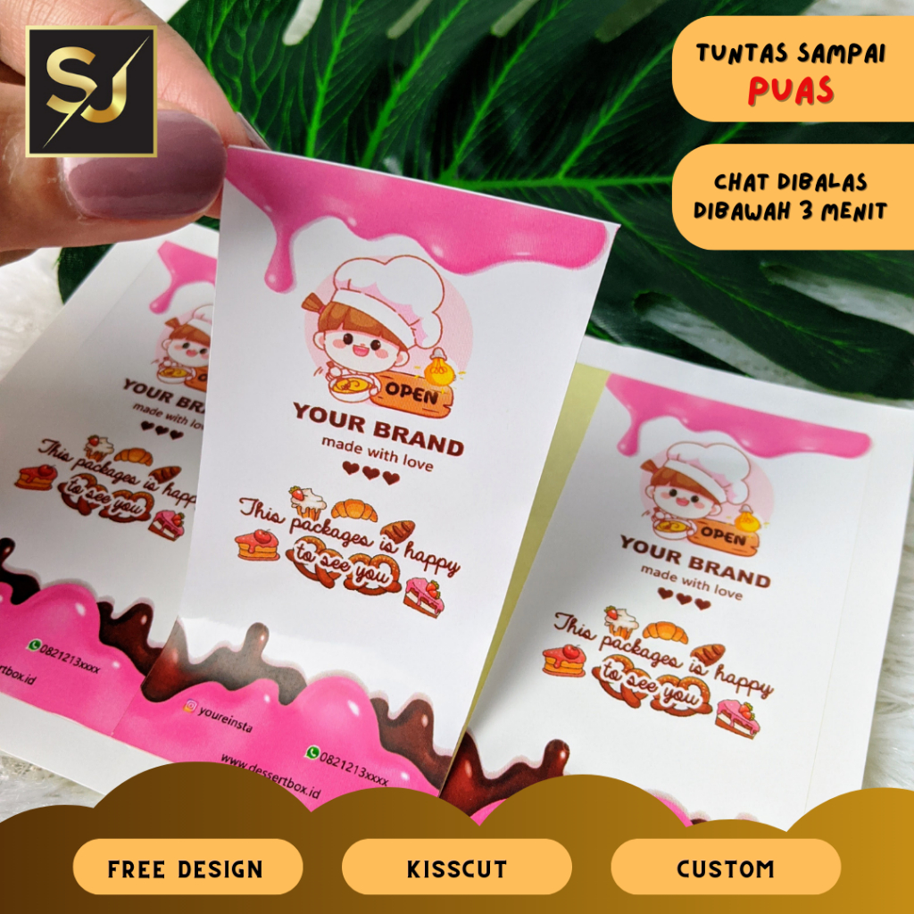 Jual Cetak Stiker Segel Kotak Box Custom Sticker Persegi Segel Makanan ...