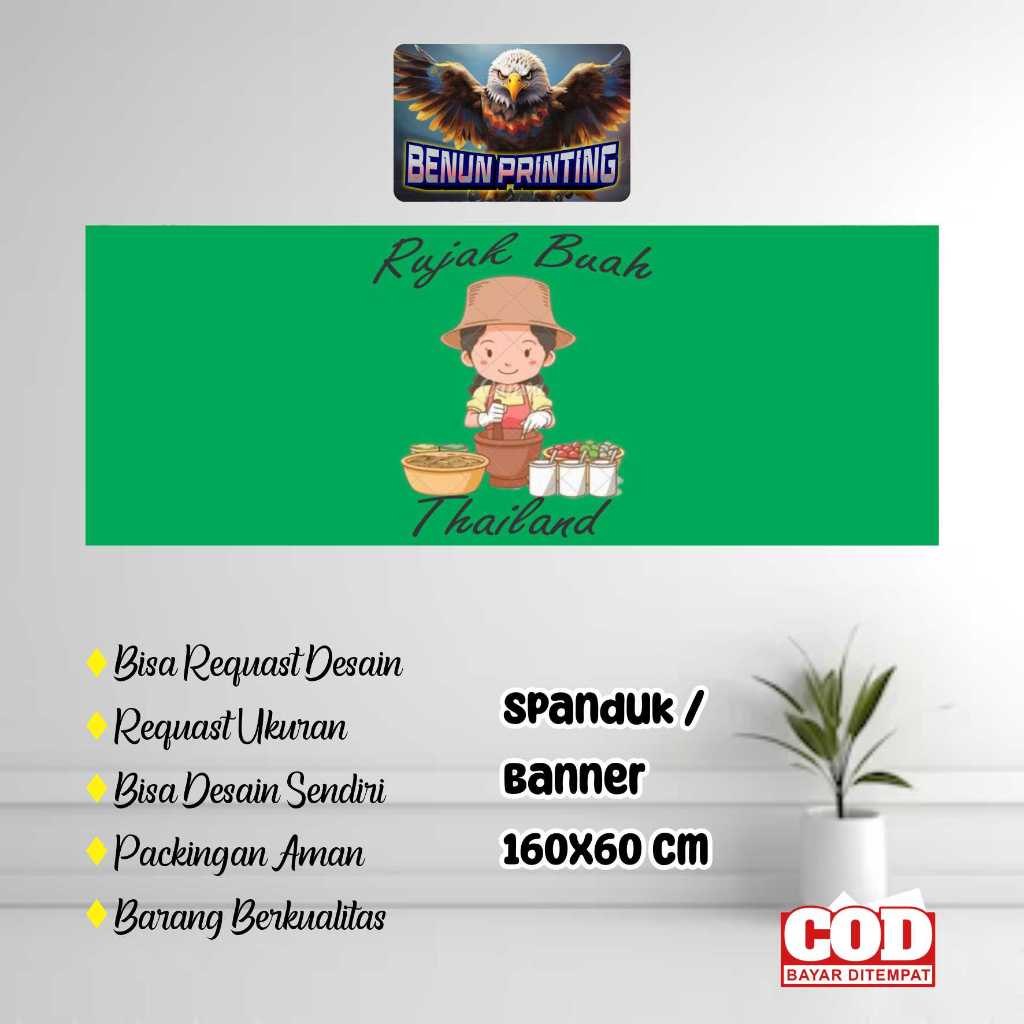 Jual Spanduk Banner 160X60 Cm Rujak Buah Thailand Bisa Request Desain ...