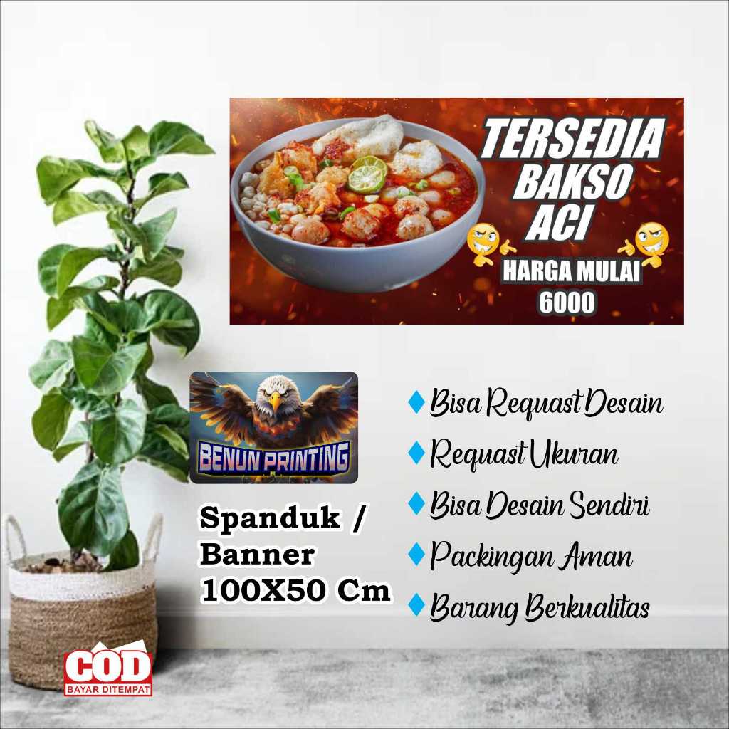 Jual Spanduk Banner100X50 Cm Bakso Aci Bisa Request Desain | Shopee ...