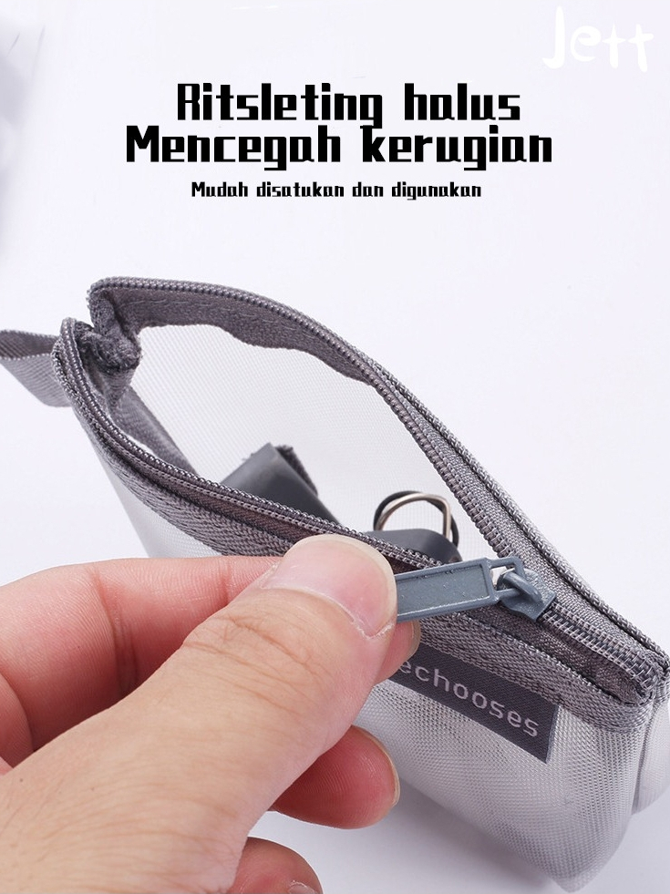 Jual Dompet koin jaring transparan mini ritsleting sederhana baru tempat kartu kompak ...