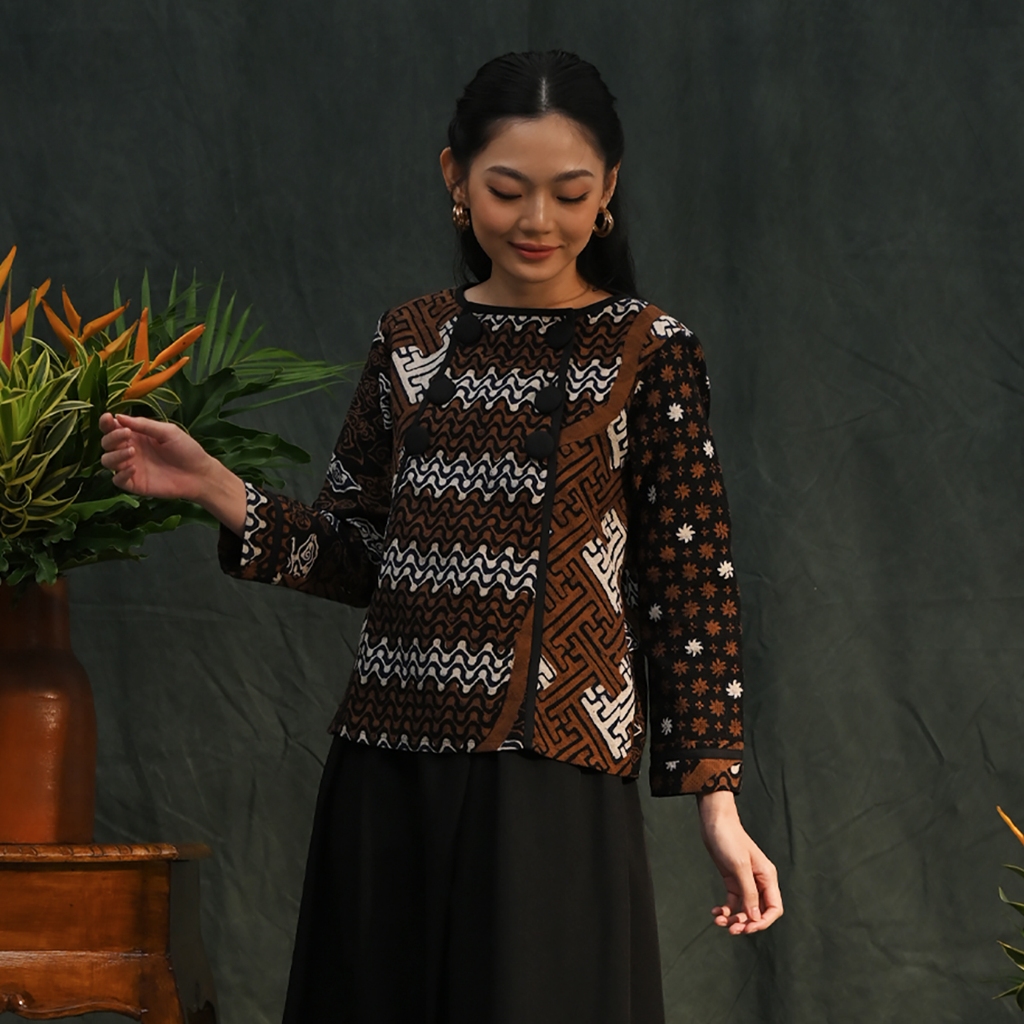 Jual NONA RARA - Bingo Dobi Sogan T3172, Baju kerja blouse batik wanita ...