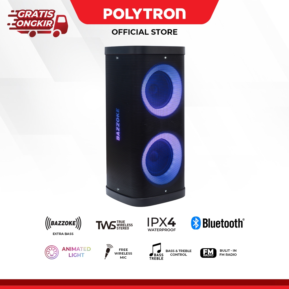Jual Polytron Partymax Speaker Bluetooth Portable Wireless Karaoke PPS ...