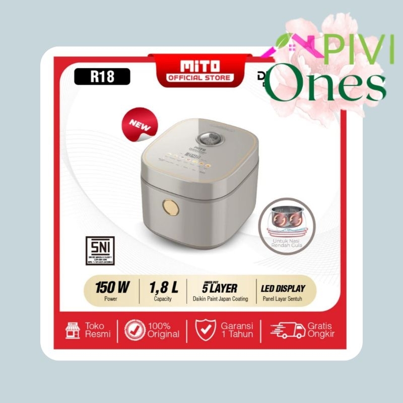 Jual MITO Digital Rice Cooker 1.8 Liter R18 Rice Cooker Low Sugar Inner ...