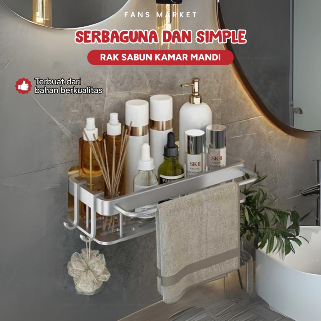 Jual Rak Alat Mandi Gantung Alumunium Serbaguna Hitam Silver Desain ...