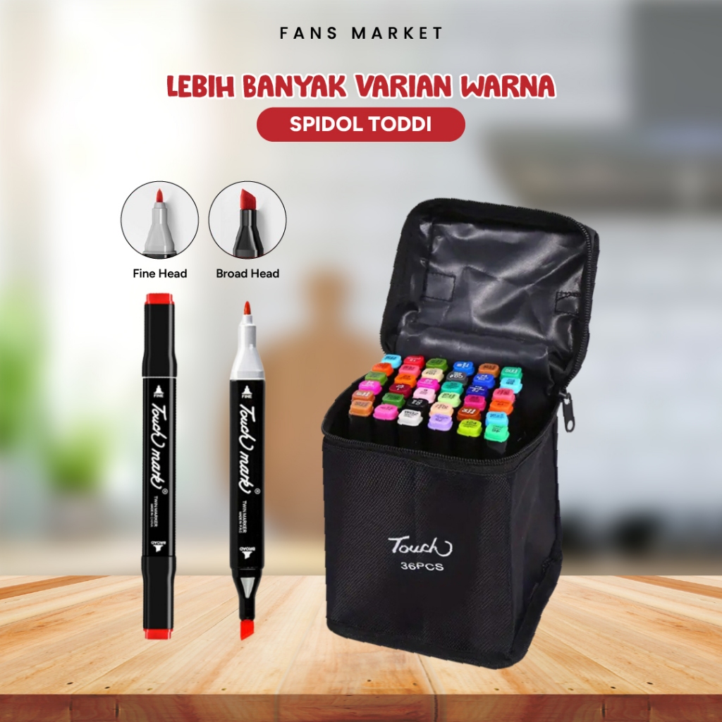 Jual Spidol Toddi Marker Set Dual Side 2 In 1 Warna Warni Serbaguna ...