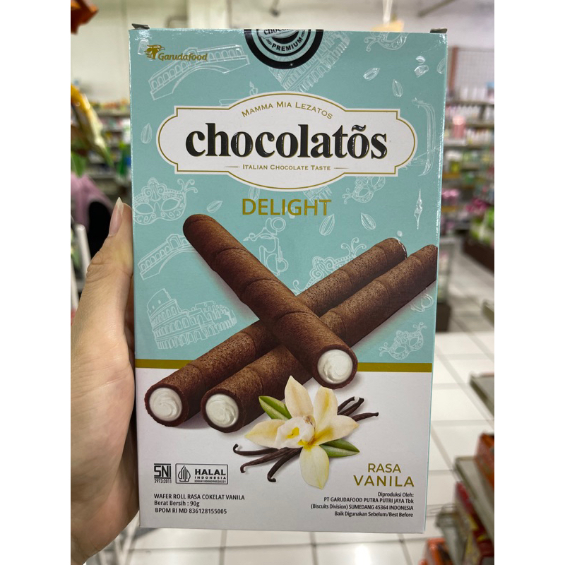 Jual chocolatos delight vanilla 90g - chocolatos wafer roll vanilla ...